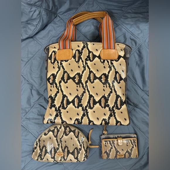 Consuela | Bags | Consuela Snake Print Tote Bag With Matching ...